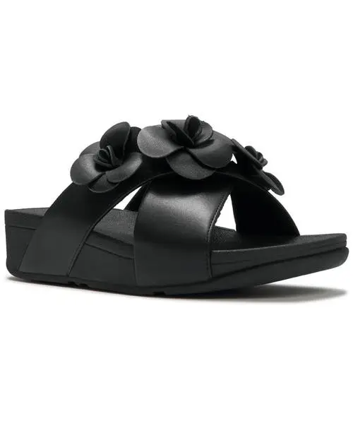 Fitflop Lulu Flower Cross Slides - Black