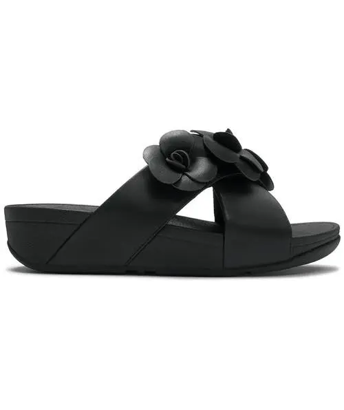 Fitflop Lulu Flower Cross Slides - Black
