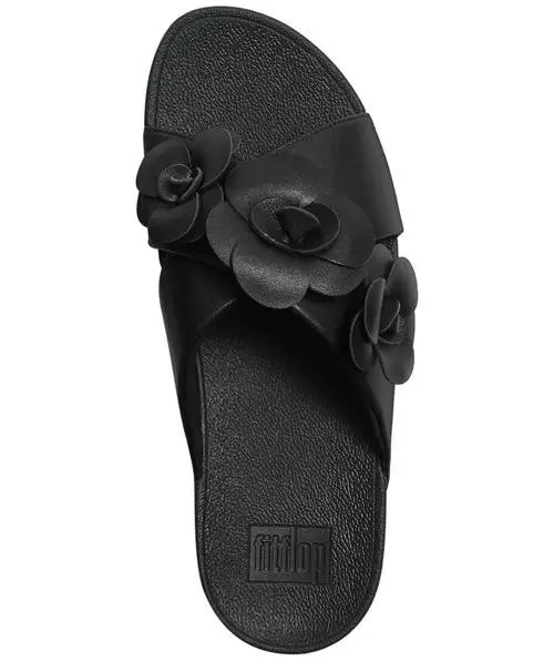 Fitflop Lulu Flower Cross Slides - Black