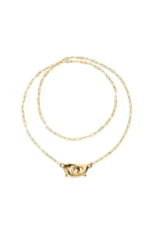UNODE50 Long 18k -plated Necklace With Interlocking Carabiner Detail - Gold