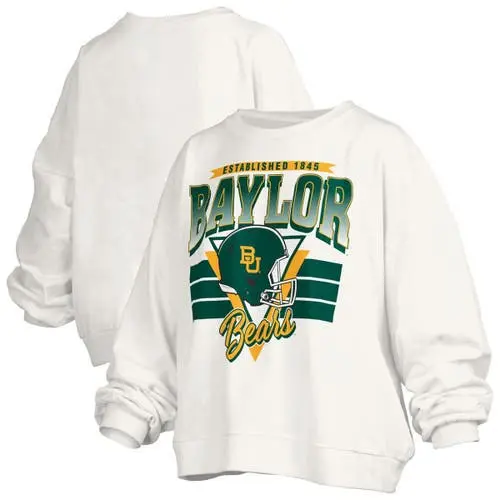 PRESSBOX Baylor Bears Oversized Janice Retro Waist-length Pullover Sweatshirt