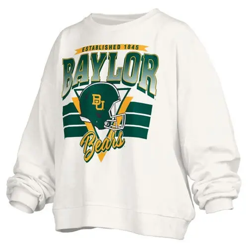 PRESSBOX Baylor Bears Oversized Janice Retro Waist-length Pullover Sweatshirt