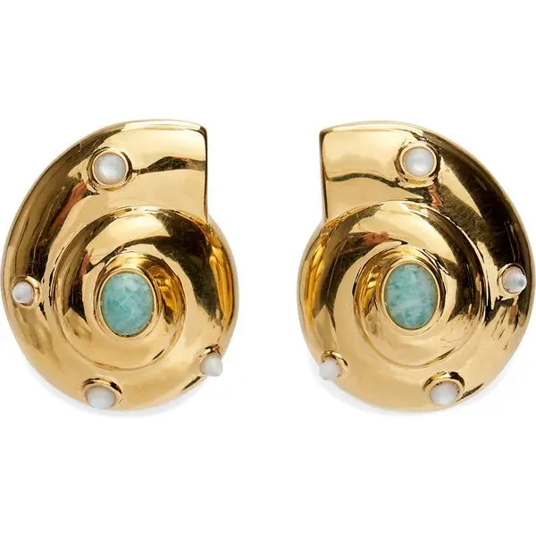 LIZZIE FORTUNATO Nautilus Stud Earrings - Gold