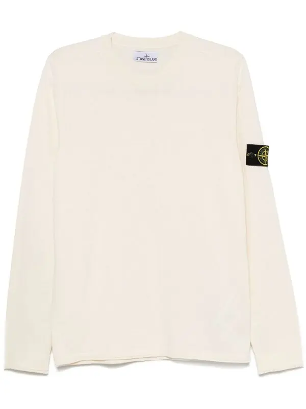 Stone Island Crewneck Sweater With Logo - White