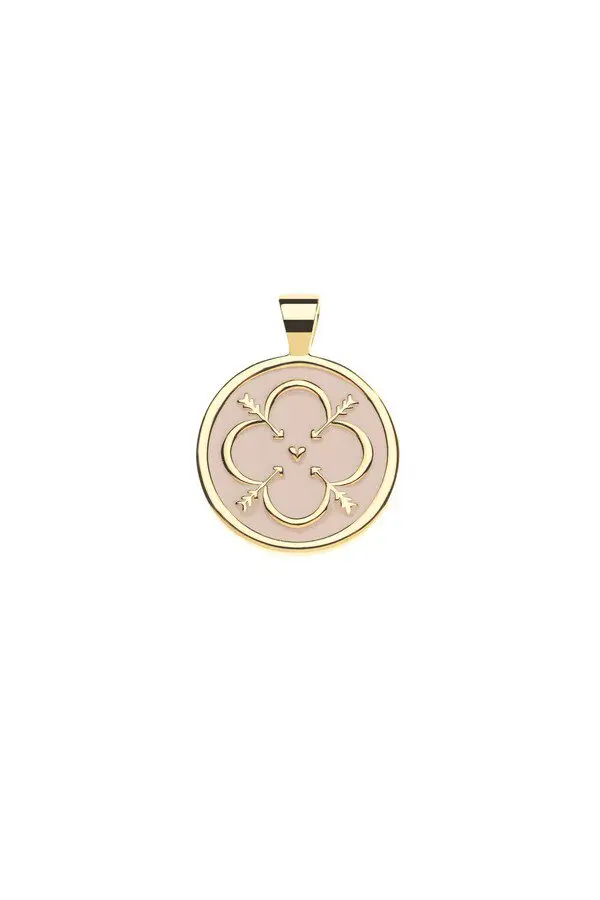 JANE WIN Love Jw Small Pendant Coin In Pale Dogwood Enamel - Pink