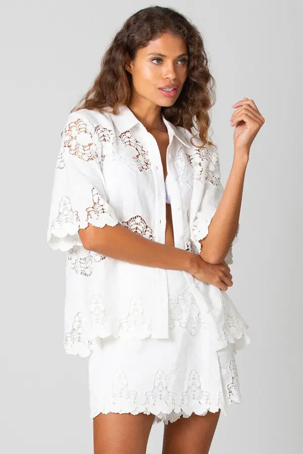 Miguelina Elara Cloisters Embroidered Linen Shirt