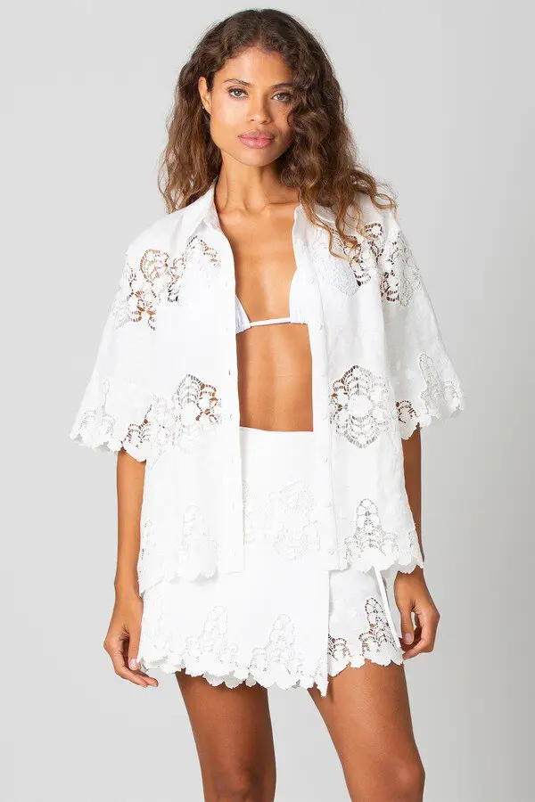 Miguelina Elara Cloisters Embroidered Linen Shirt