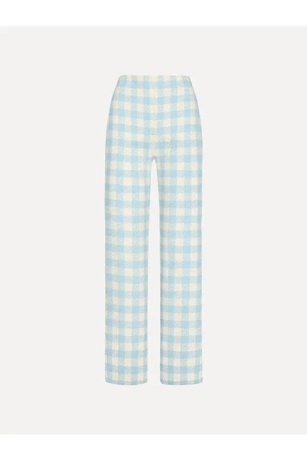 Oscar De La Renta Gingham Wool-blend Pant - Natural