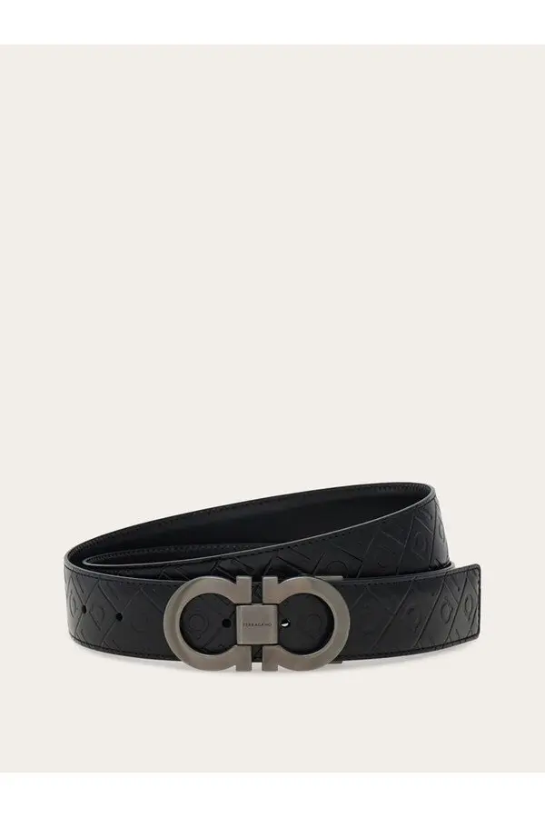 FERRAGAMO Reversible Gancini Belt - Black