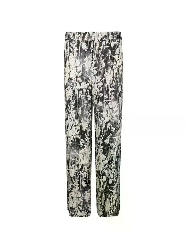 PT TORINO Floral-print Wide-leg Trousers - Black