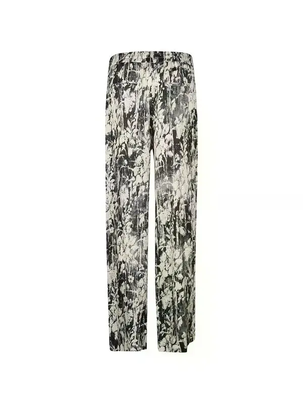 PT TORINO Floral-print Wide-leg Trousers - Black