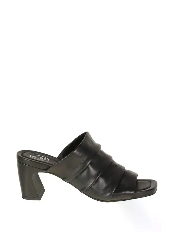 Ash Ruched Leather Mules - Black