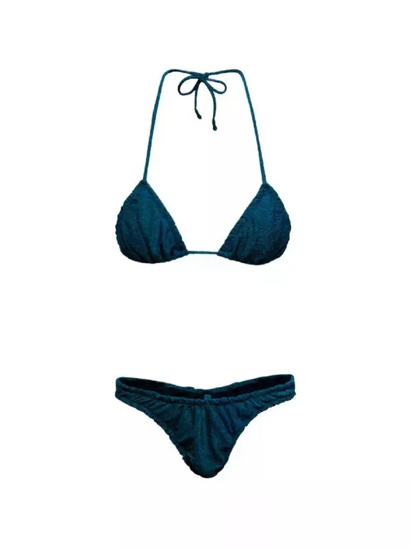 REINA OLGA Guia Metallic-effect Bikini Set - Blue