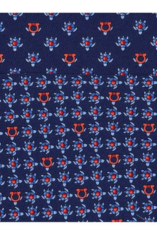 FERRAGAMO Turtles Print Silk Tie - Blue