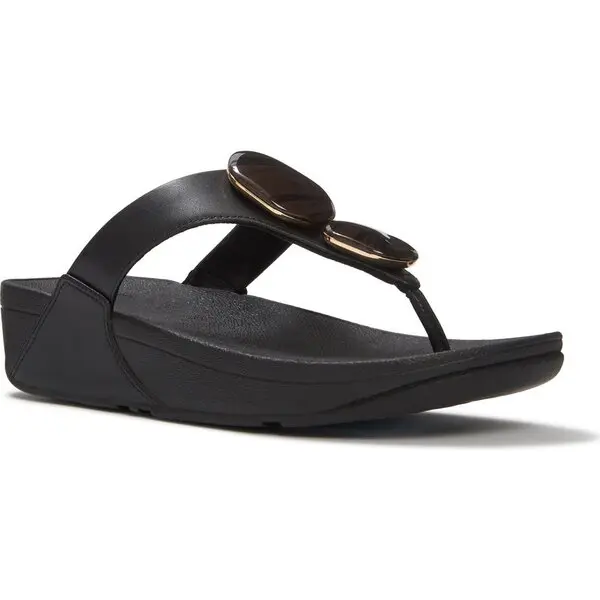 Fitflop Lulu Marbled Stone Toe-post Sandals - Black