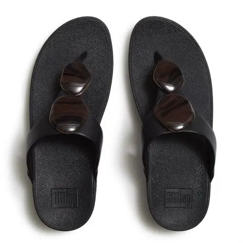 Fitflop Lulu Marbled Stone Toe Post Sandals - Black