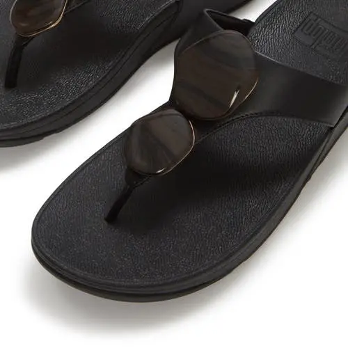 Fitflop Lulu Marbled Stone Toe Post Sandals - Black