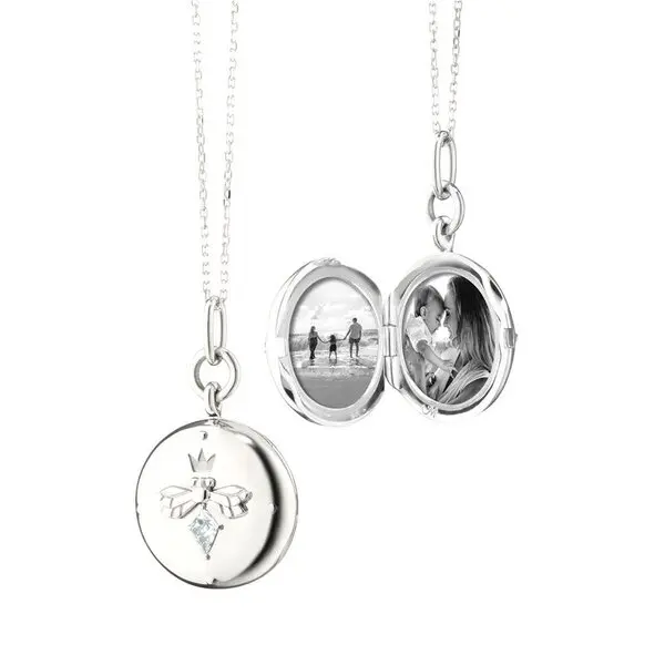 Monica Rich Kosann Queen Bee" Sterling Silver Locket Necklace With White Sapphire,|43189 - Ss