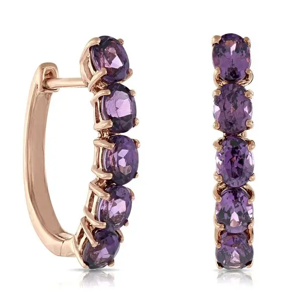 Benbridge 14k Rose Gold Rhodolite Garnet Hoop Earrings - Purple