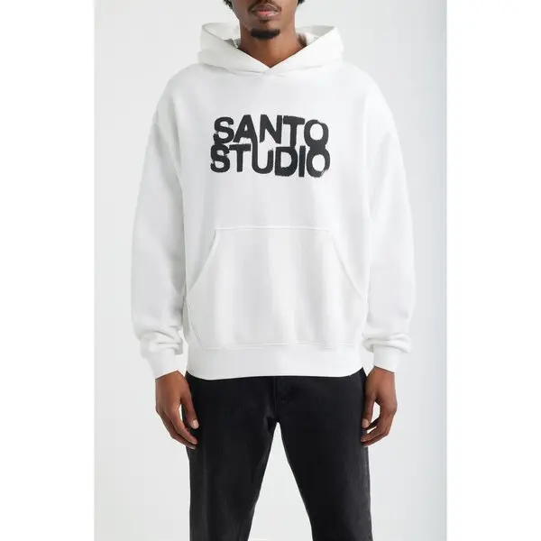 SANTO STUDIO Big Spray Graphic Cotton Hoodie - White