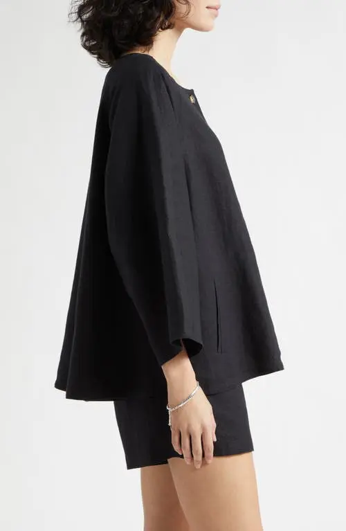 Posse Olivia Flare Linen Top - Black