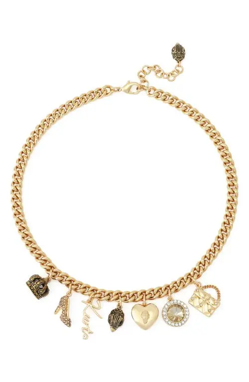Kurt Geiger Mixed Charm Curb Chain Necklace - Gold