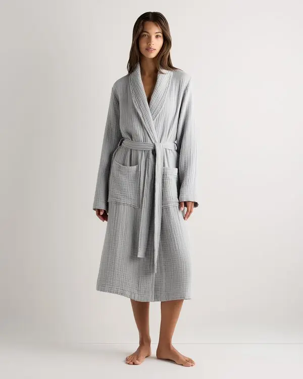 Quince Soft Layered Turkish Cotton Robe - Mist