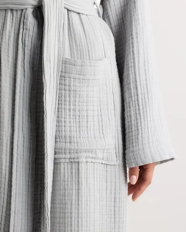 Quince Soft Layered Turkish Cotton Robe - Mist