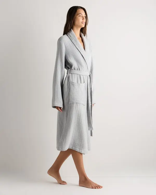 Quince Soft Layered Turkish Cotton Robe - Mist