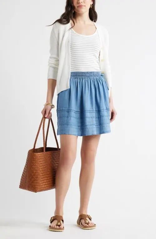 Caslon Chambray Tiered Miniskirt