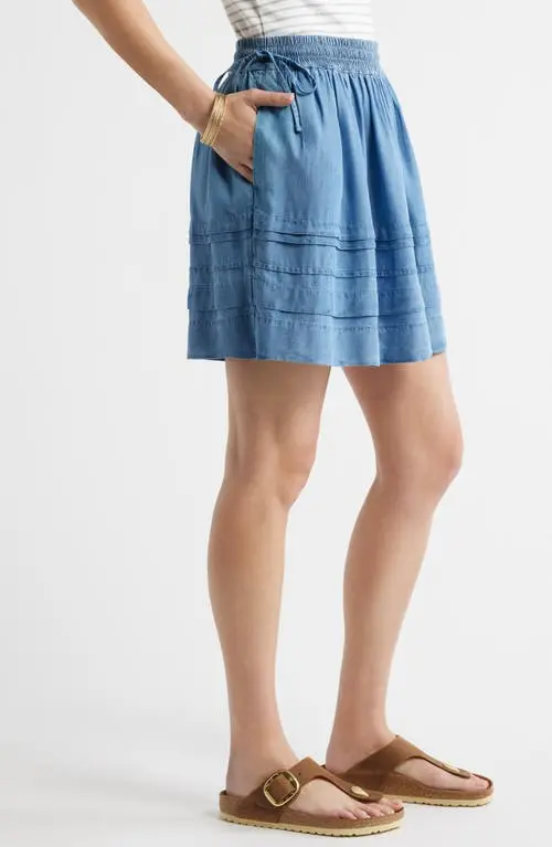 Caslon Chambray Tiered Miniskirt