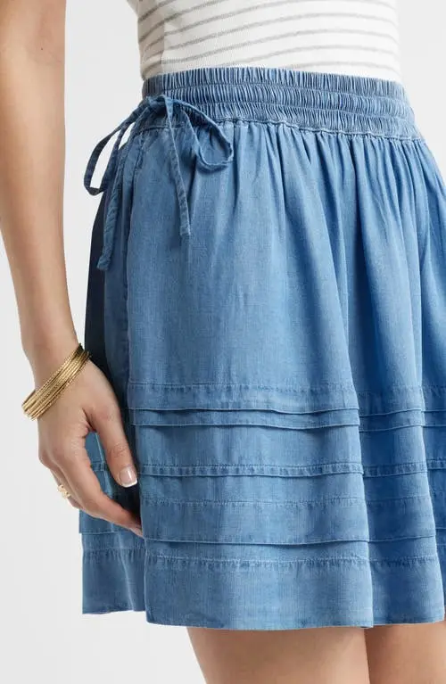 Caslon Chambray Tiered Miniskirt