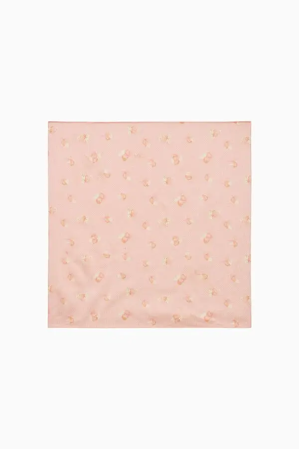 LoveShackFancy Clem Printed Cotton Head Scarf - Peachy Petals
