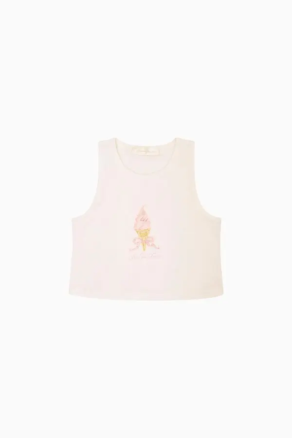 LoveShackFancy Tween Vanilla Twirl Tank - Shimmering Vanilla