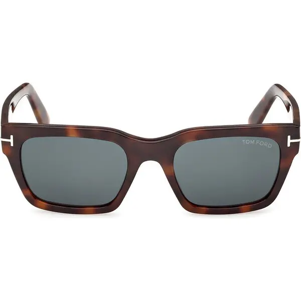 TOM FORD 53mm Square Sunglasses - Shiny Havana/teal Lens