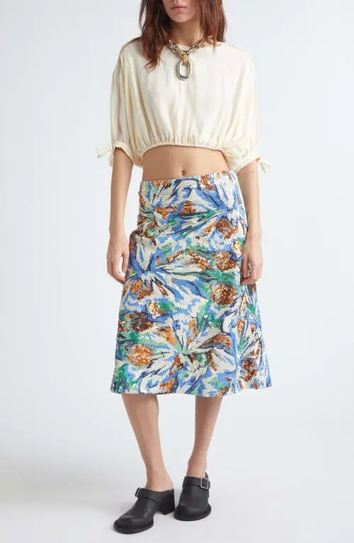 Rabanne Lace Trimmed Pintuck Crop Top - Ecru