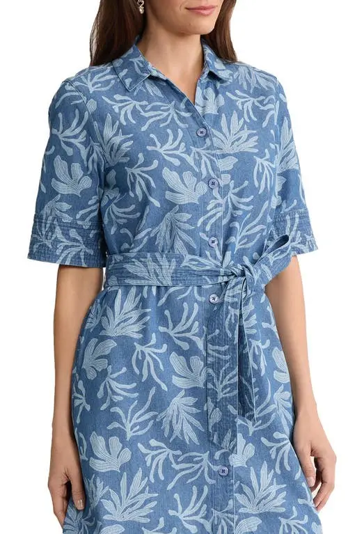 Jones New York Printed Denim Shirt Dress