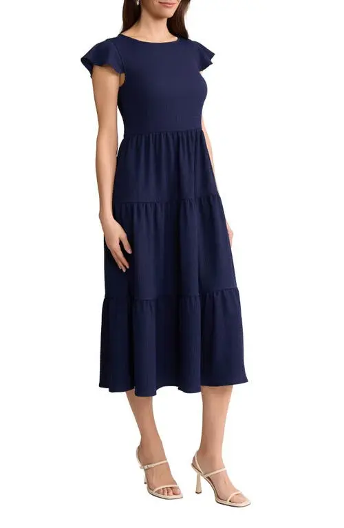 Jones New York Flutter Sleeve Midi Dress