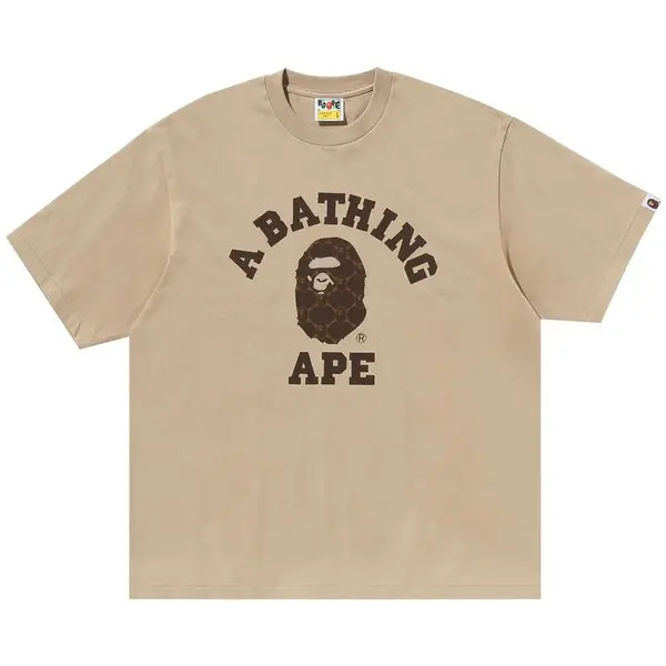 A BATHING APE College Monogram Relaxed Fit Tee - Tan