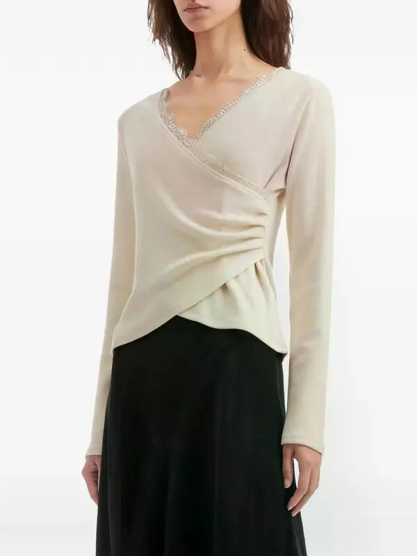 B+AB Lace-trimmed Top - Neutrals