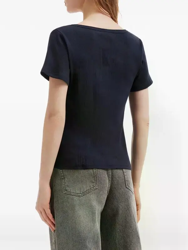 CHOCOOLATE Button Ribbed T-shirt - Blue