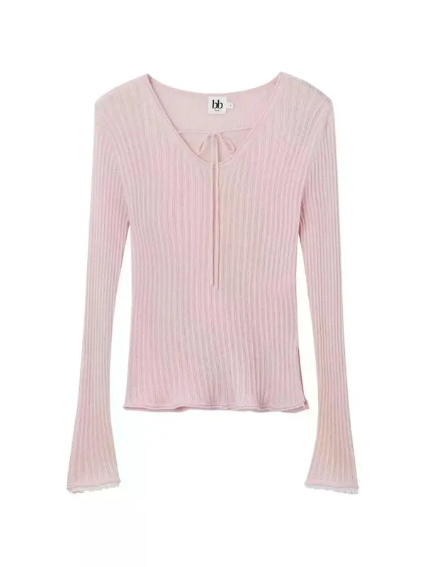 B+AB Tie Ribbed Top - Pink