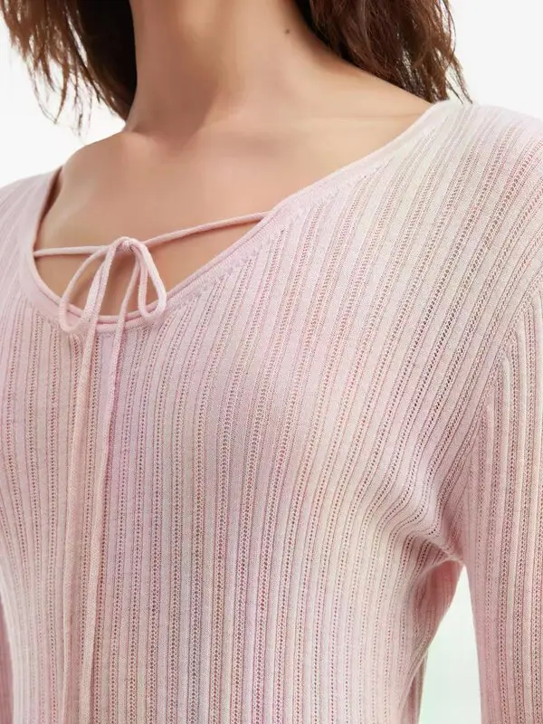 B+AB Tie Ribbed Top - Pink