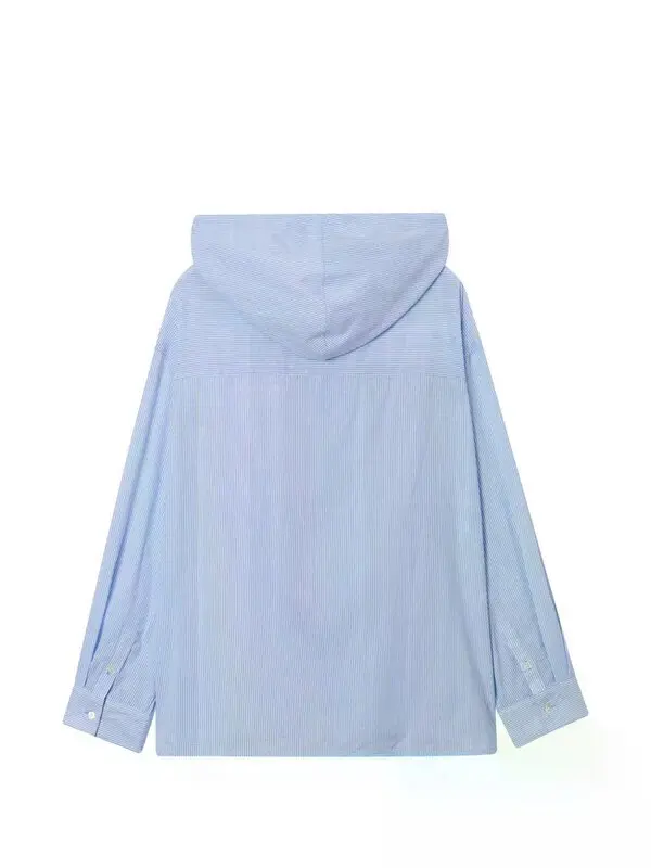 B+AB Hooded Striped Shirt - Blue
