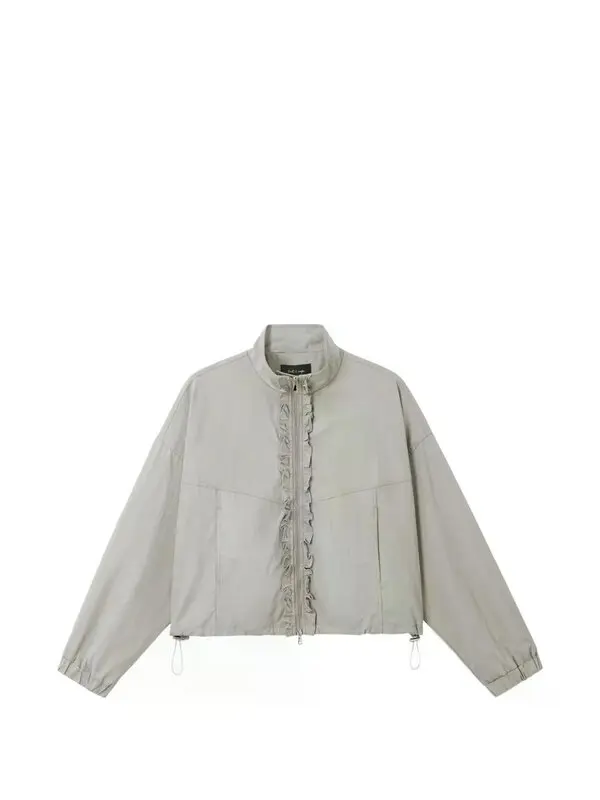 TOUT A COUP Ruffled-trim Zip-up Bomber Jacket - Grey