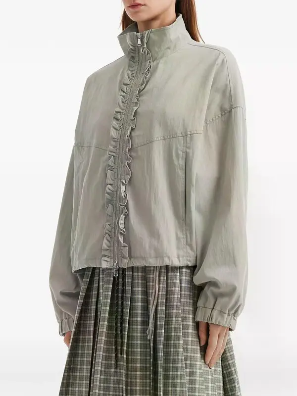 TOUT A COUP Ruffled-trim Zip-up Bomber Jacket