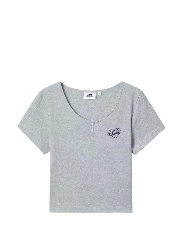 CHOCOOLATE Ribbed Button T-shirt - Grey