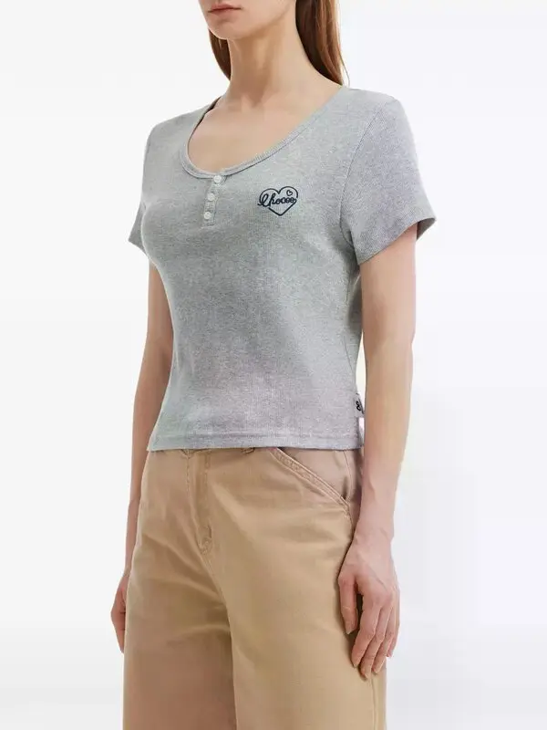 CHOCOOLATE Ribbed Button T-shirt - Grey