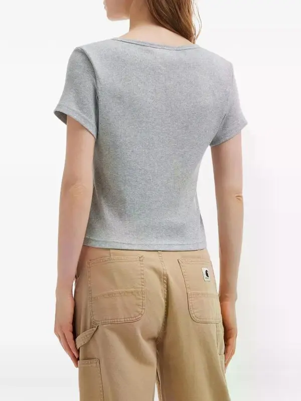CHOCOOLATE Ribbed Button T-shirt - Grey