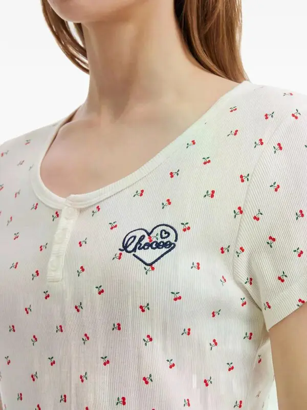 CHOCOOLATE Floral Print T-shirt With Embroidered Detail